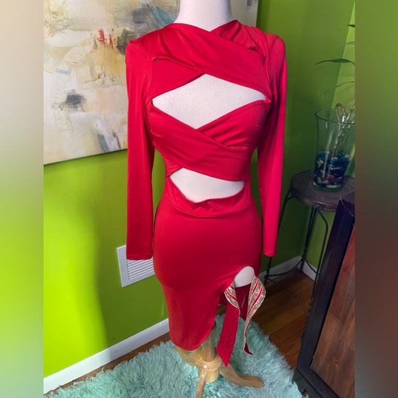 Fashion Nova | Dresses | Sexy Open Front With Blinged Slit | Poshmark